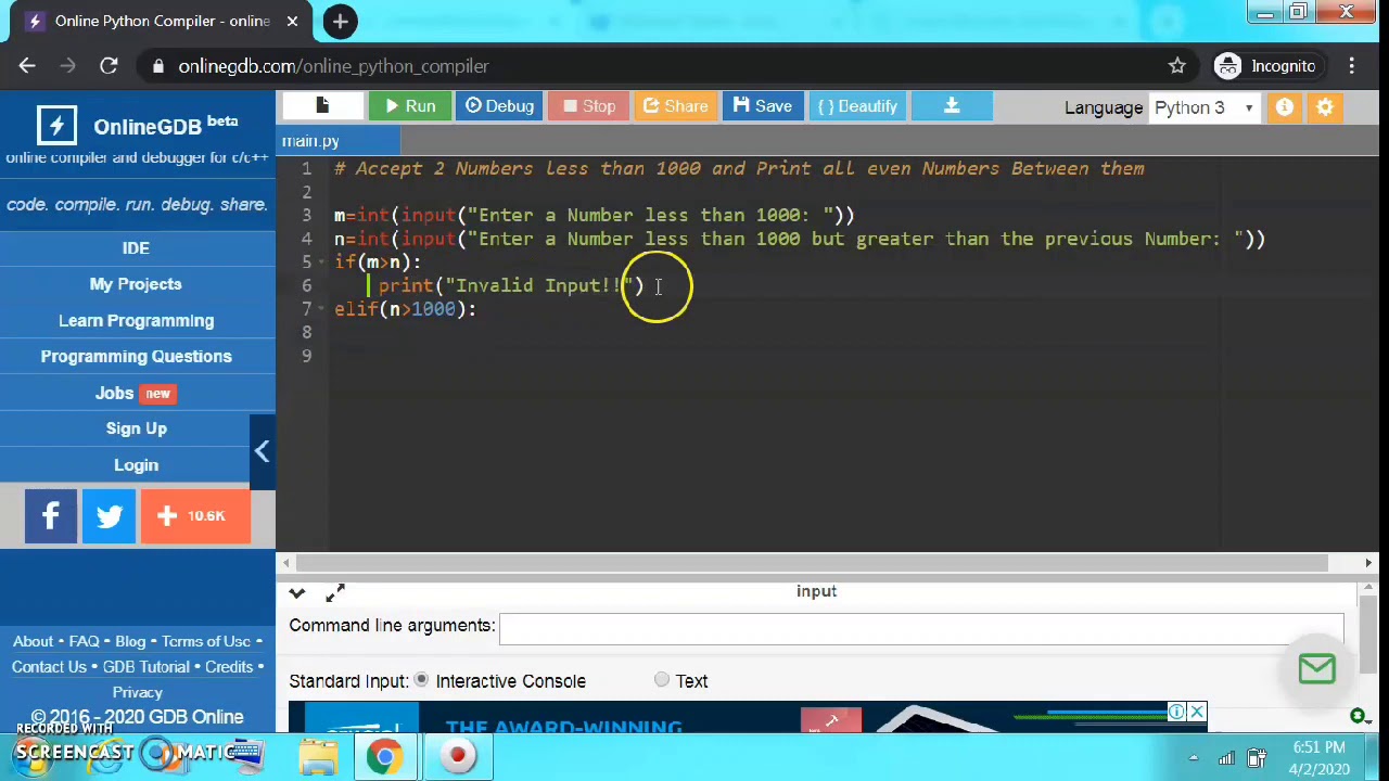 Python program to print even numbers in a range