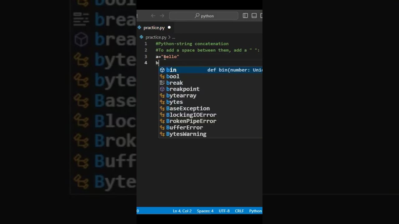 Python string - Concatenation 😨🦧#python #coding #pythonprogramming #code #pythoncoding #programming