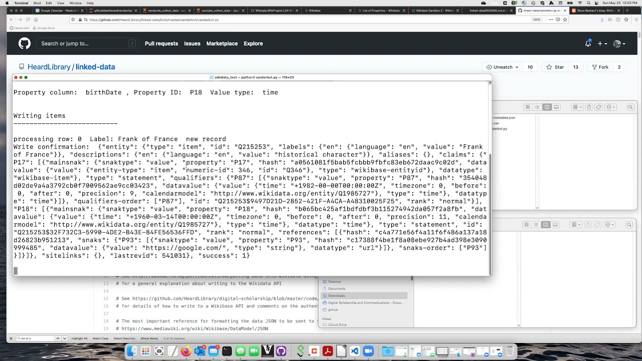 VanderBot writing to the Wikidata API