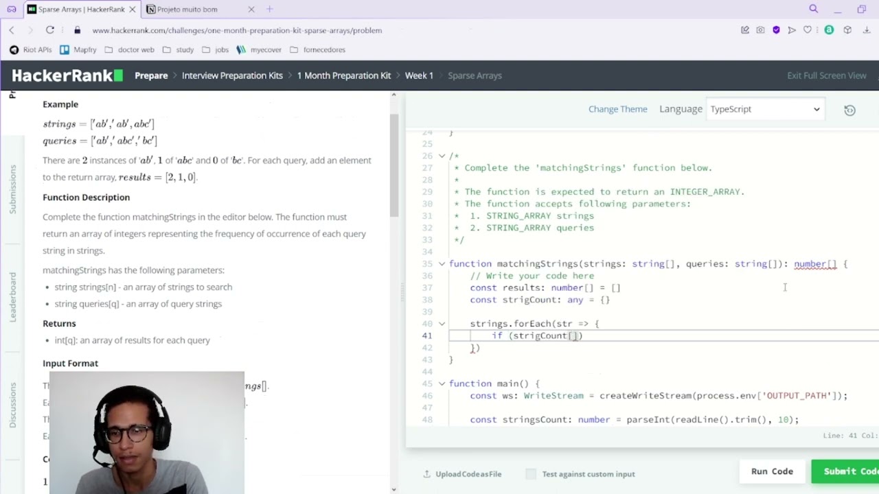 Solving Sparse Arrays HackerRank Interview Problem