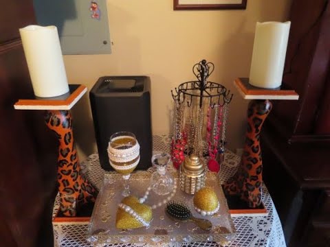 DIY Leopard Print Candle Holders from Recycled Chair Legs/DIY Luxuries by Leora