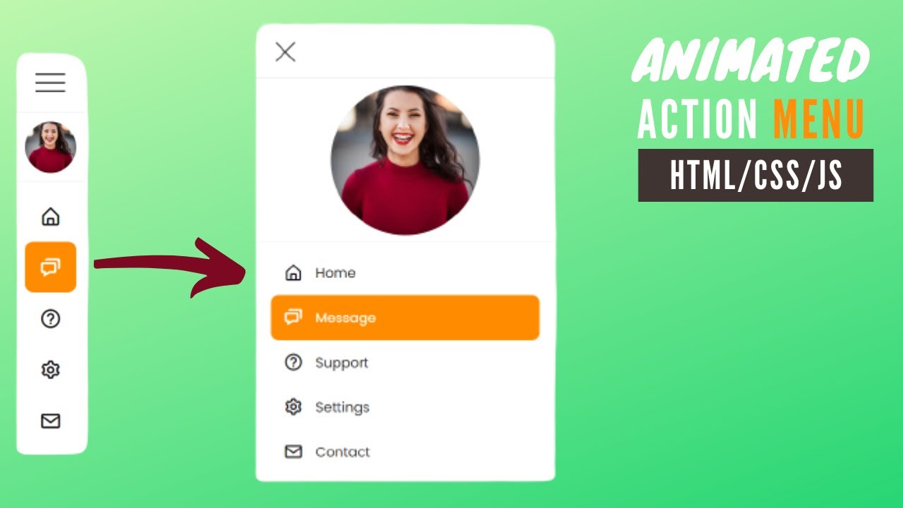 Amazing Animated Action Menu using (HTML/CSS/JS)