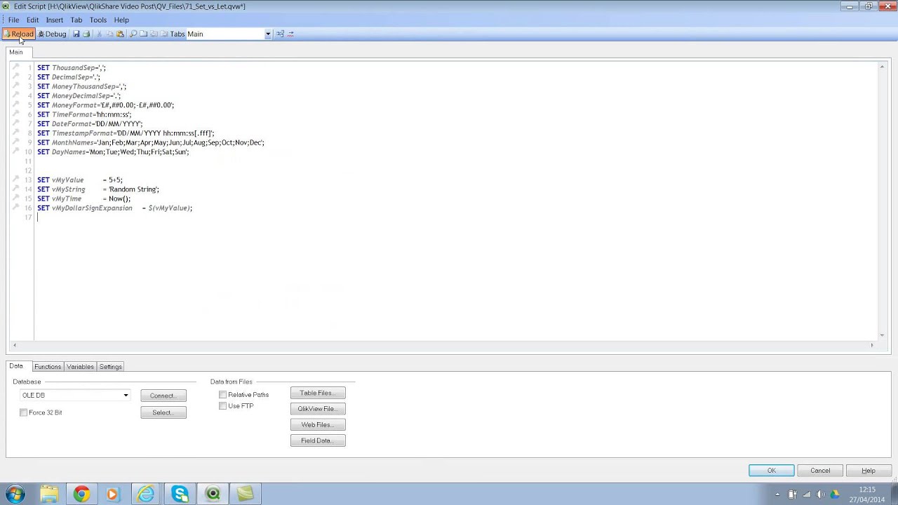 SET vs LET QlikView Script Statements