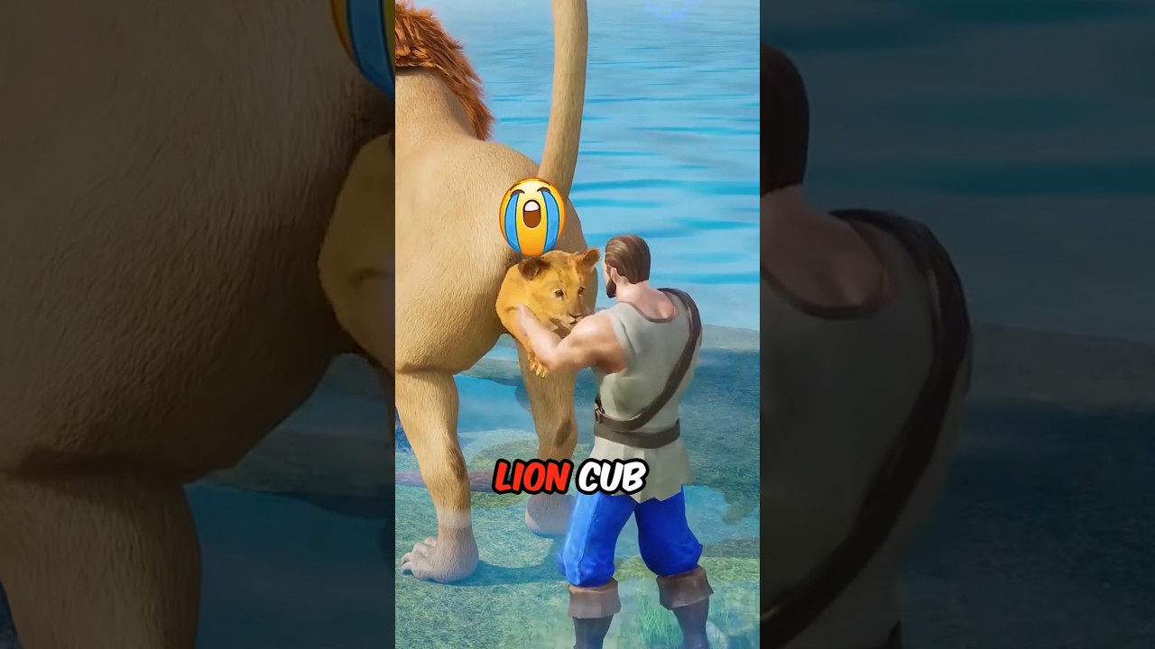 Papa took out the lion cub and stole it 😲🦁 #shorts #lion