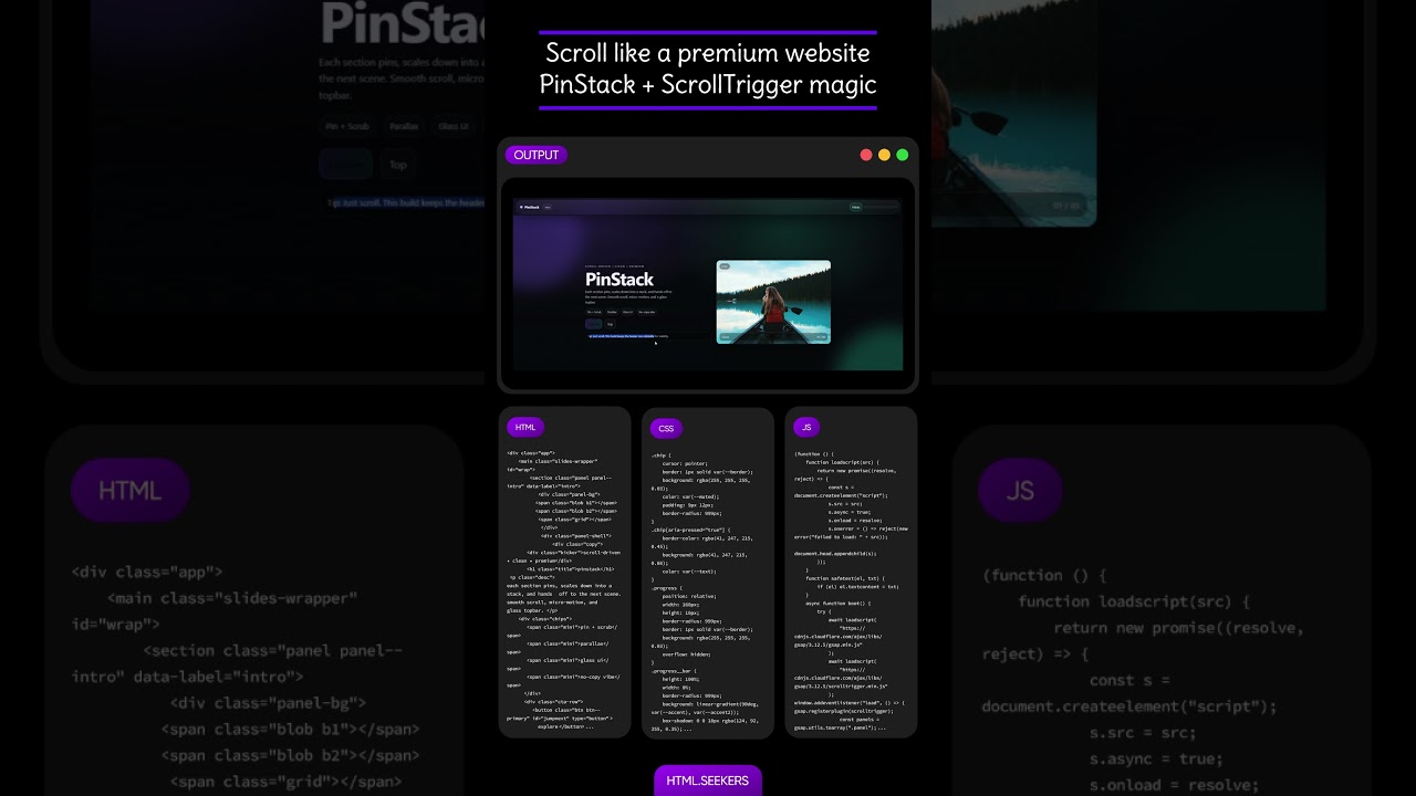 Scroll like a premium website 😮‍🔥 PinStack + ScrollTrigger magic ✨