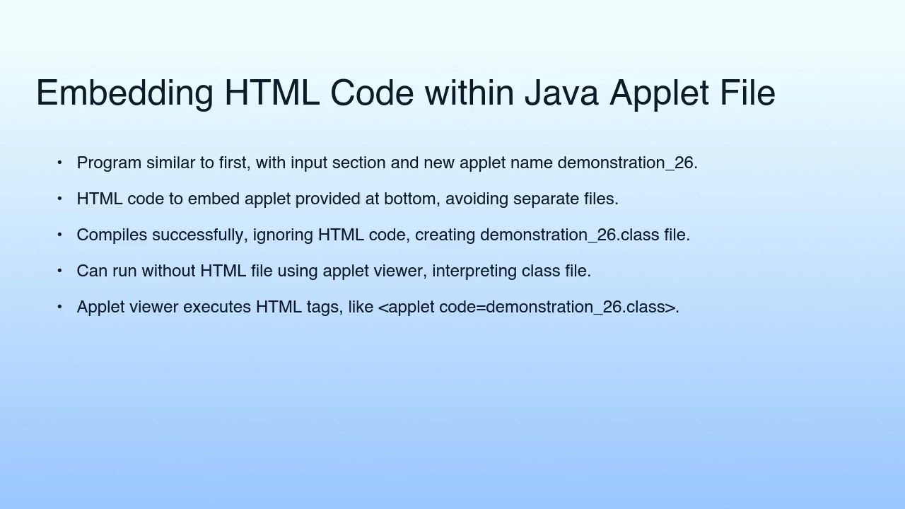 Embedding HTML Code within Java Applet File | Lecture 06: Demonstration-II