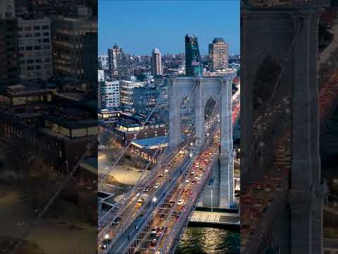 Drone Brooklyn Bridge, New York City