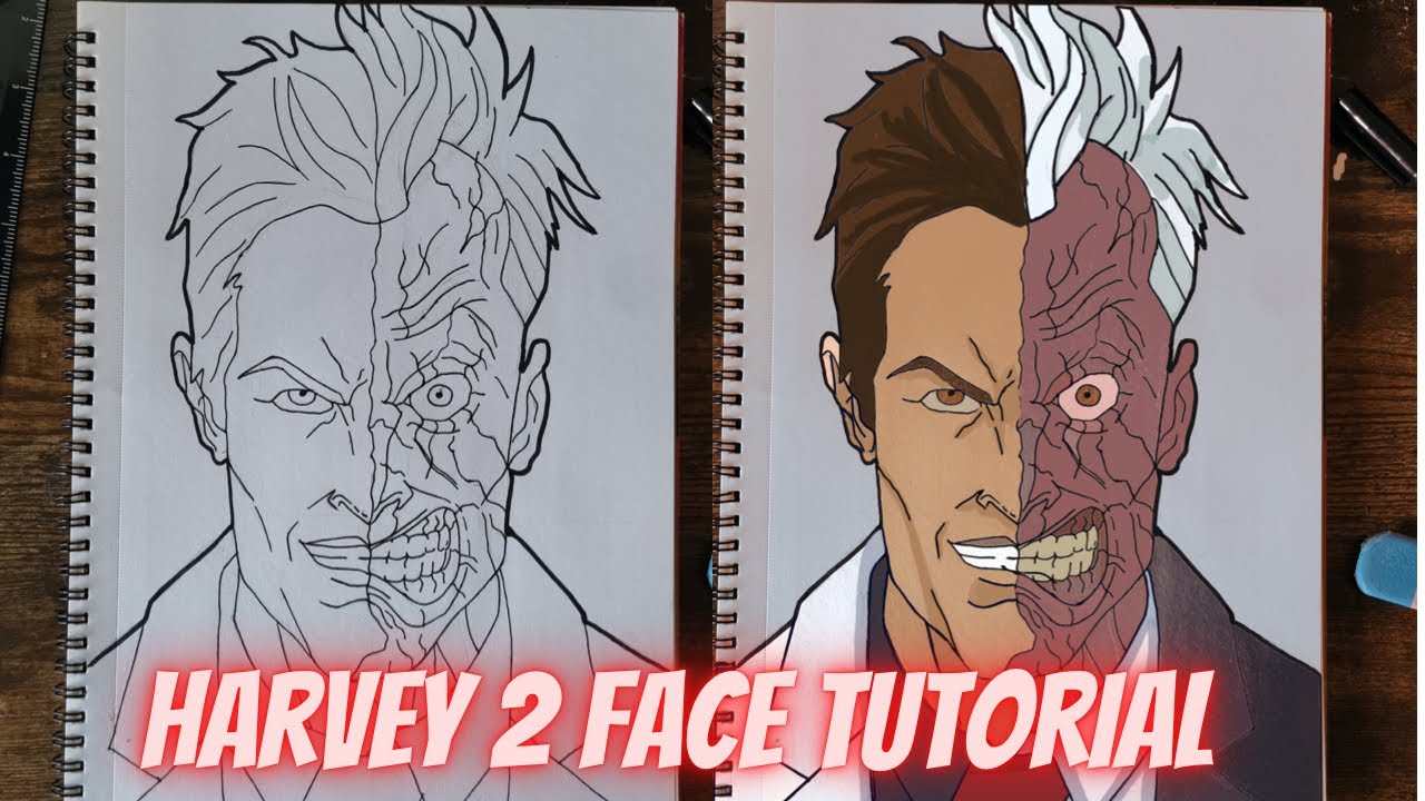 How to Draw Harvey 2 Face Step by Step Tutorial DC Villains