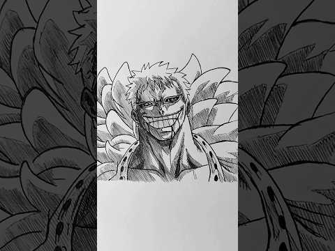Drawing Doflamingo without using guide lines!!!#drawing #animedrawing #doflamingo #onepiece #shorts