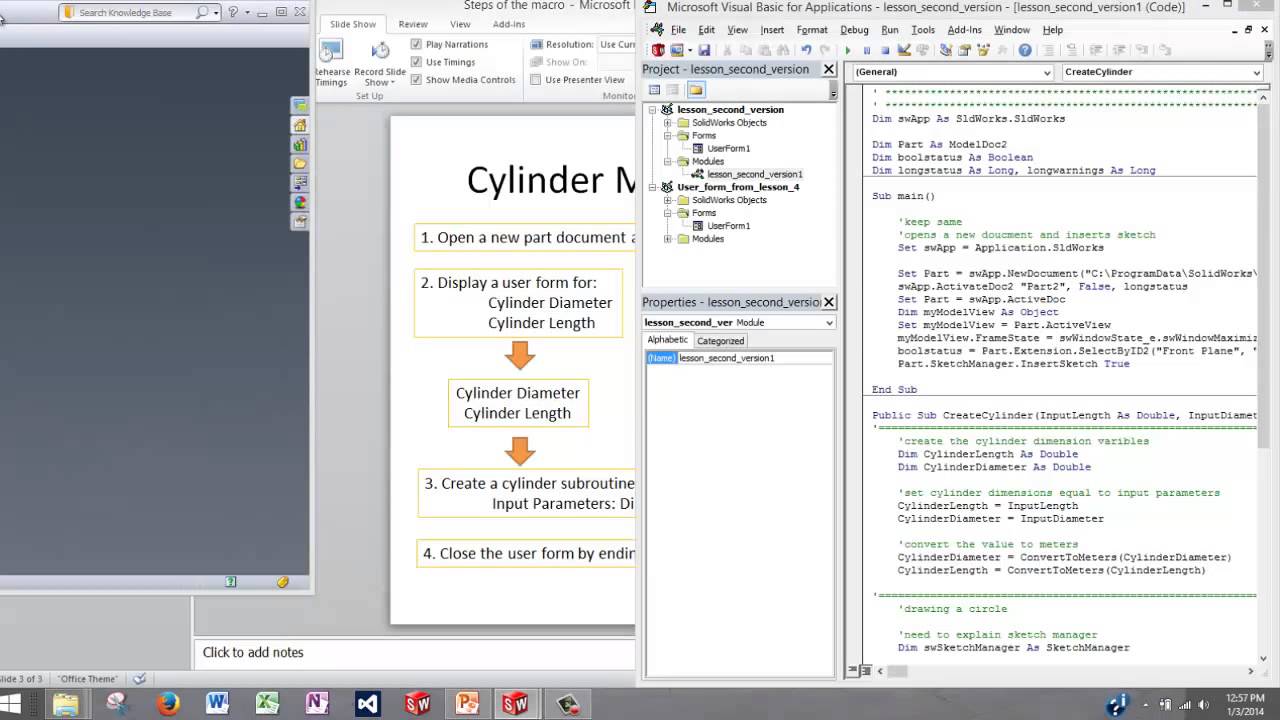 SolidWorks API Tutorial #5: User Forms