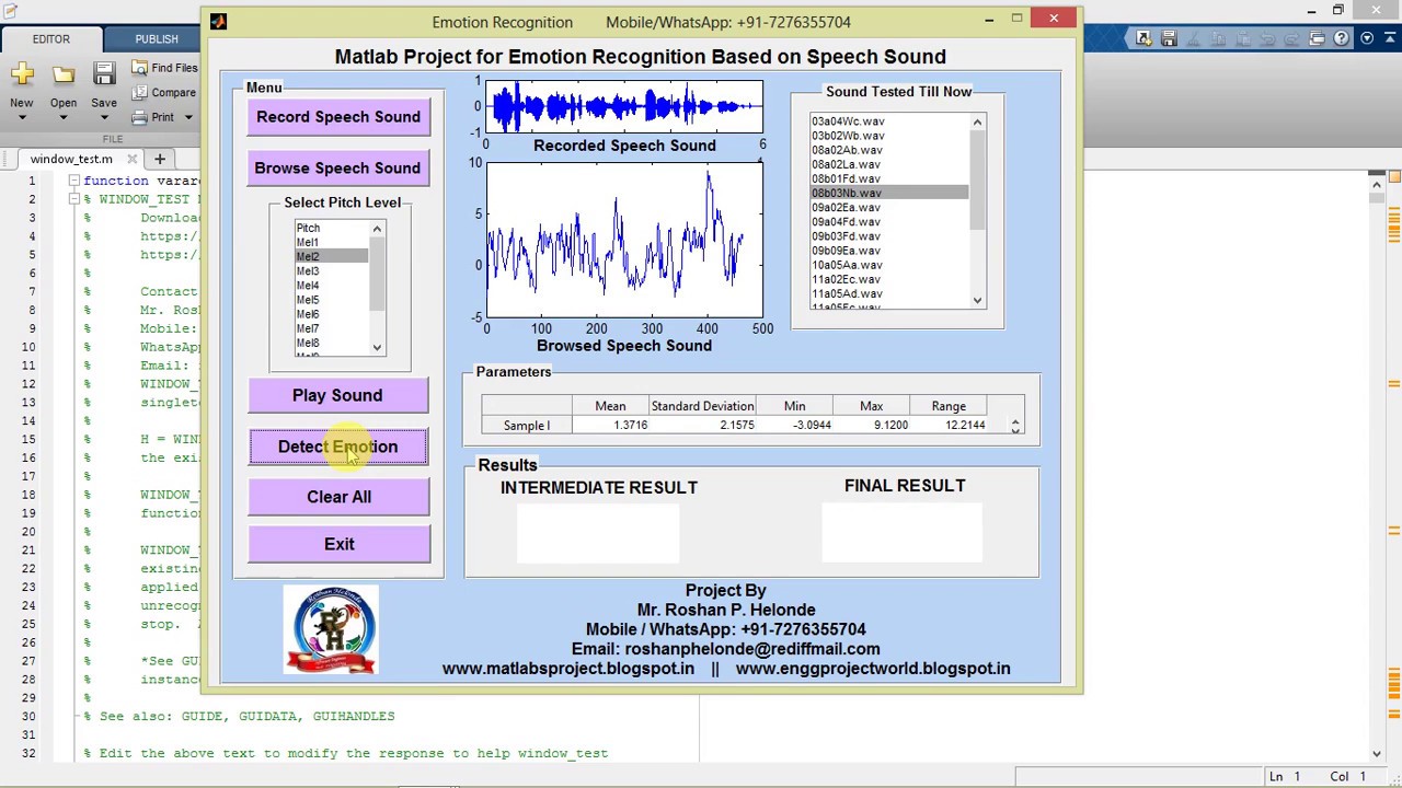 Speech Emotion Recognition Using Matlab Project Source Code