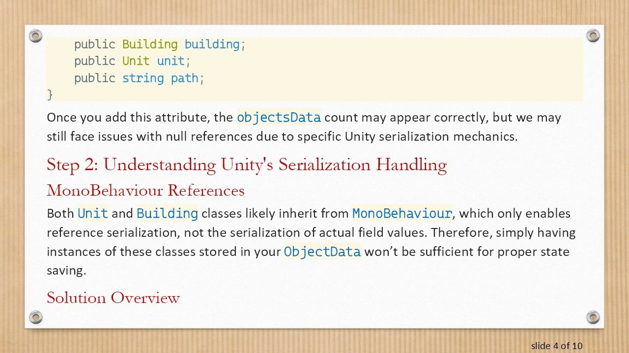 Resolving Object Serialization Issues in Unity