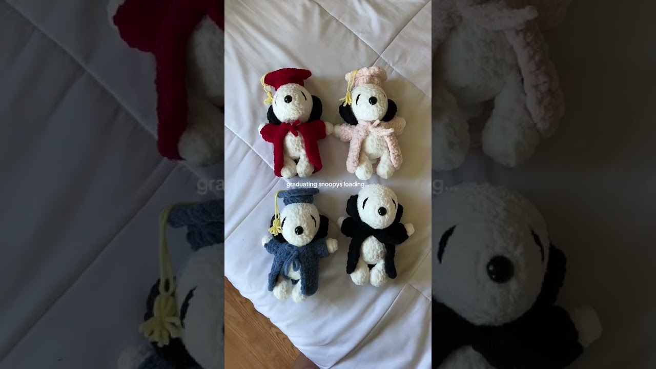 graduating snoopys 🎓🤍 #crochet #crochetpatterns #amigurumi #snoopy