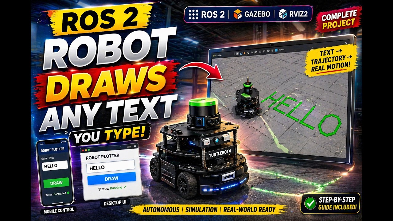 ROS 2 Robot Draws Anything You Type | TurtleBot4 Text-to-Trajectory Demo #ROS2 #TURTLEBOT #robot