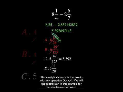 Fraction Calculator Shortcut for Multiple Choice - Works for +, -, ×, and ÷ #atiteas