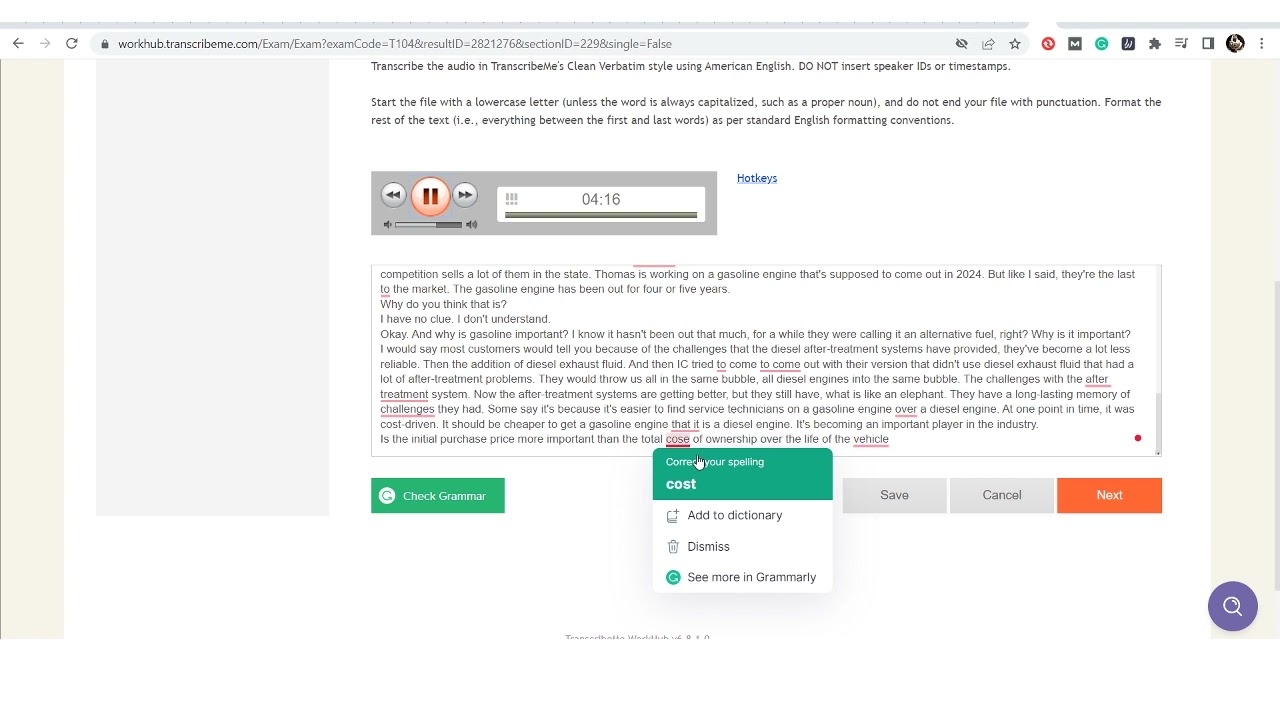 Transcribe me full exam answer 2022 | Audio 1, 2, 3
