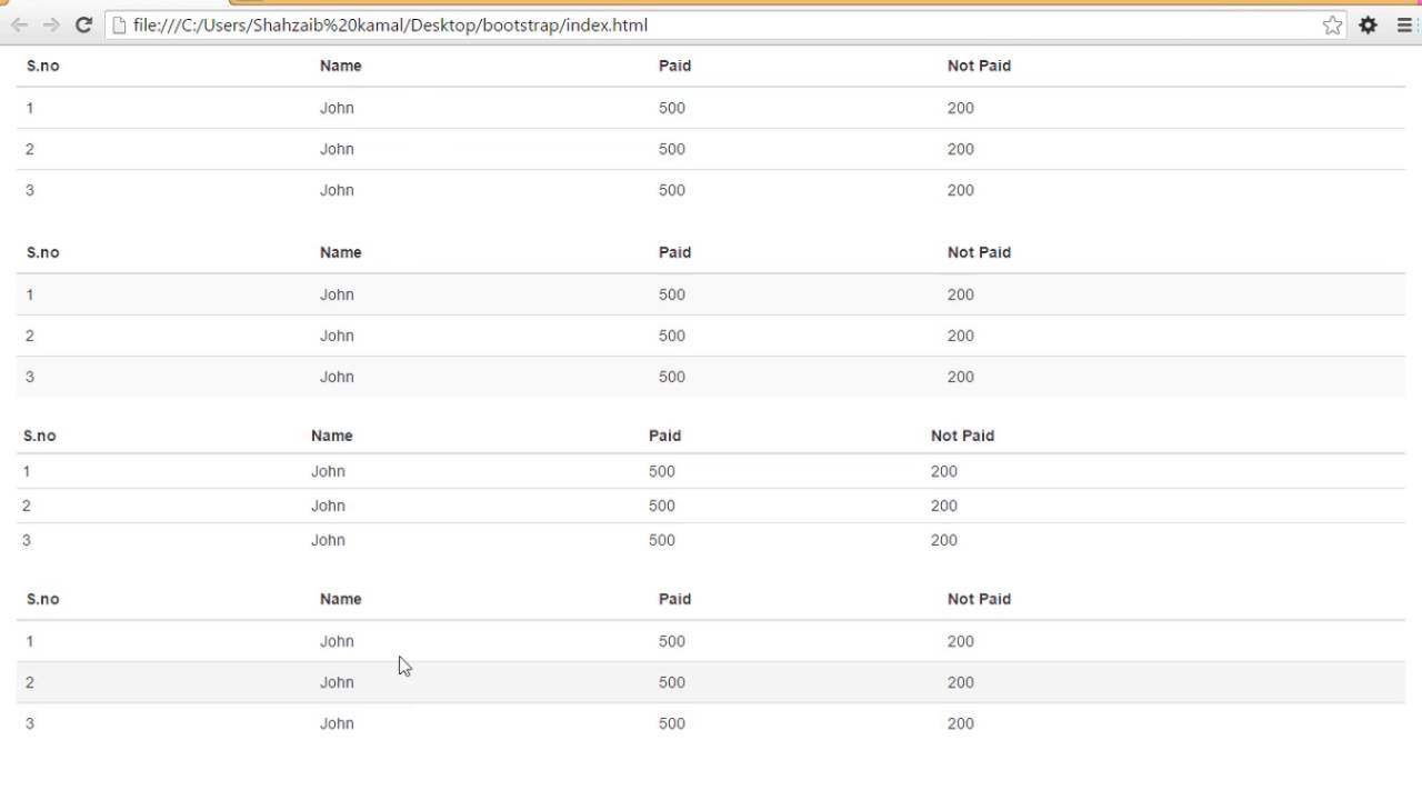 Bootstrap Complete Course # 9/65  Bootstrap Tables