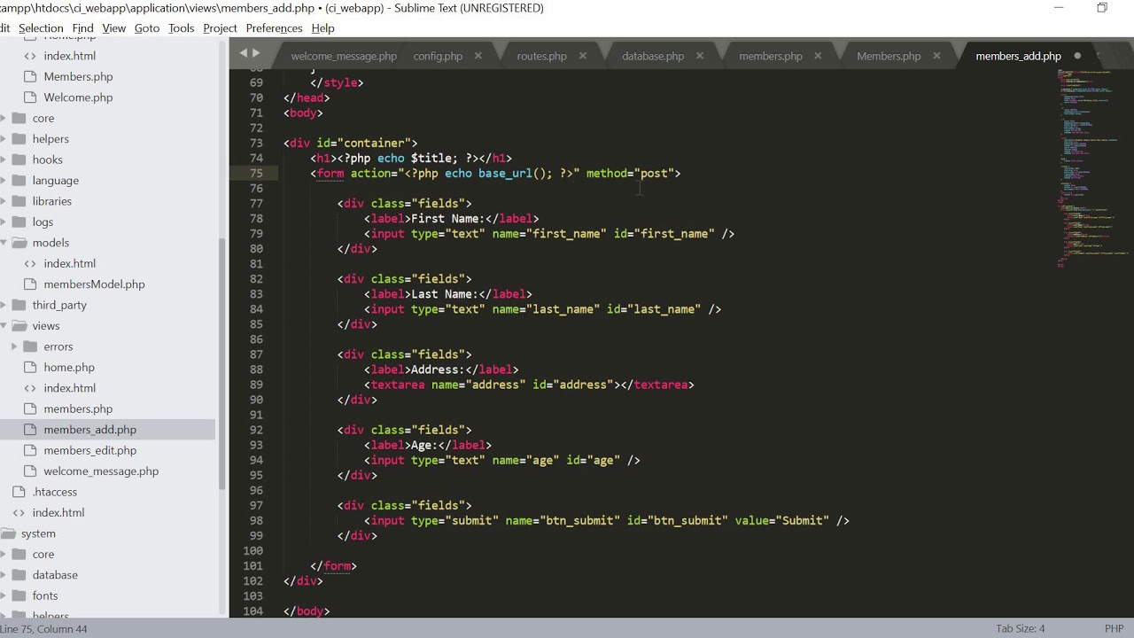 CodeIgniter Basics: CRUD Function - Part 2: Creating Record