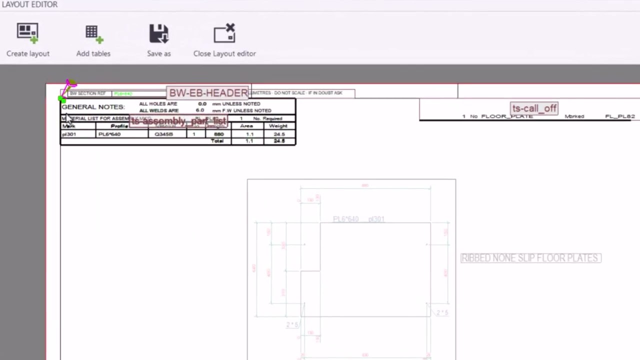 Create and edit drawing layouts in Tekla Structures
