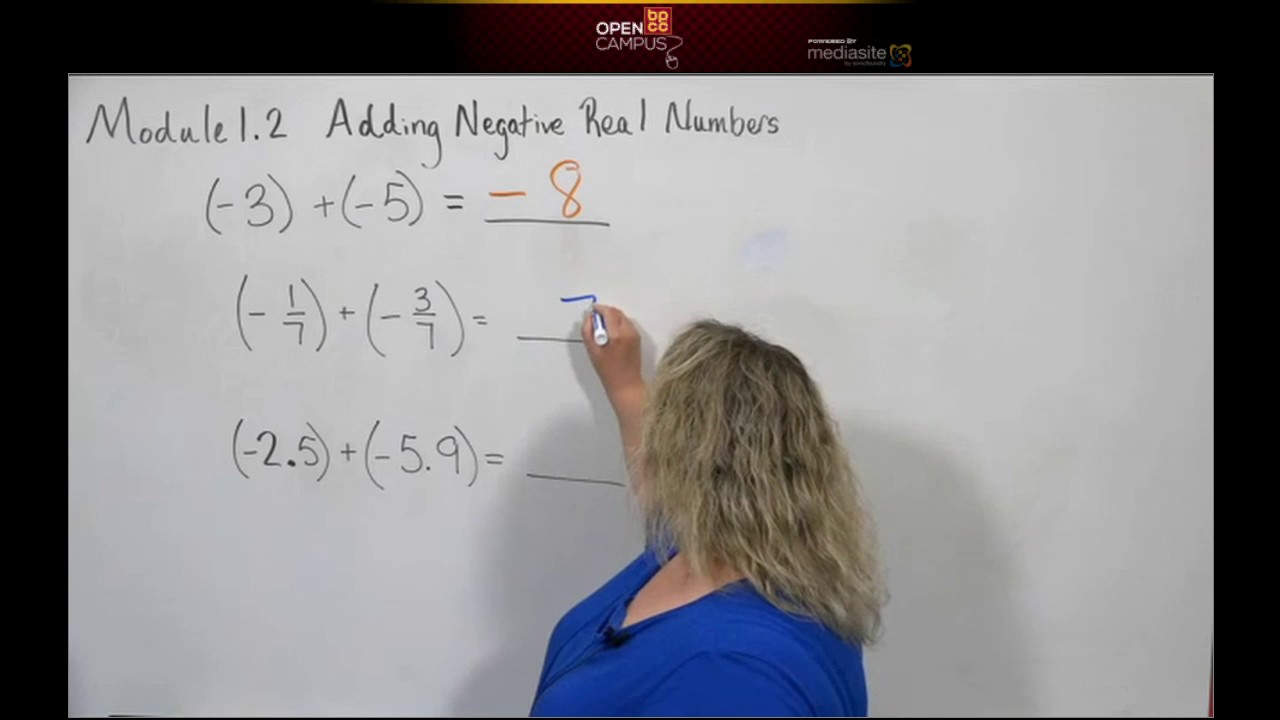 Module 1 2B Adding Negative Real Numbers