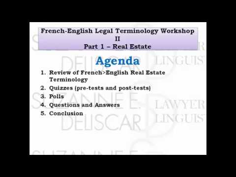 French English Real Estate and Mortgage terminology