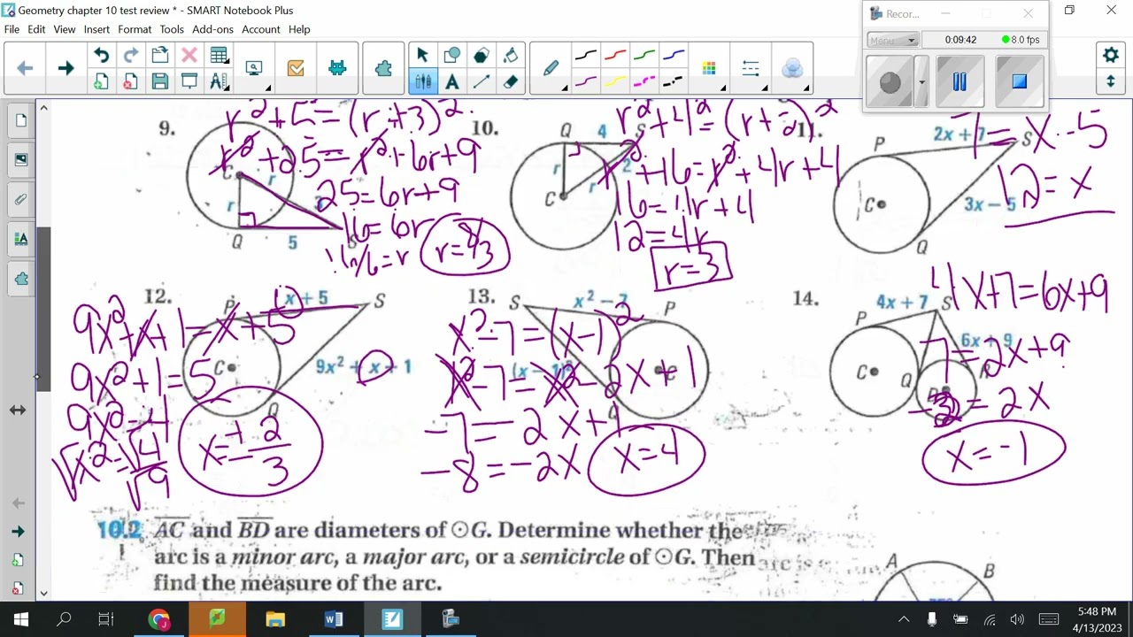 Geometry chapter 10 test review video