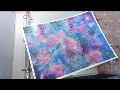 DIY Galaxy Watercolor Painting || back to school binder cover