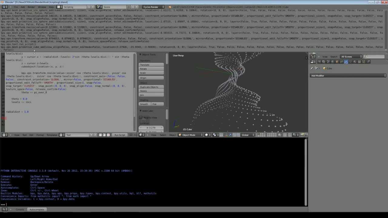 Blender 2.67 Tutorial - Basic Python Script