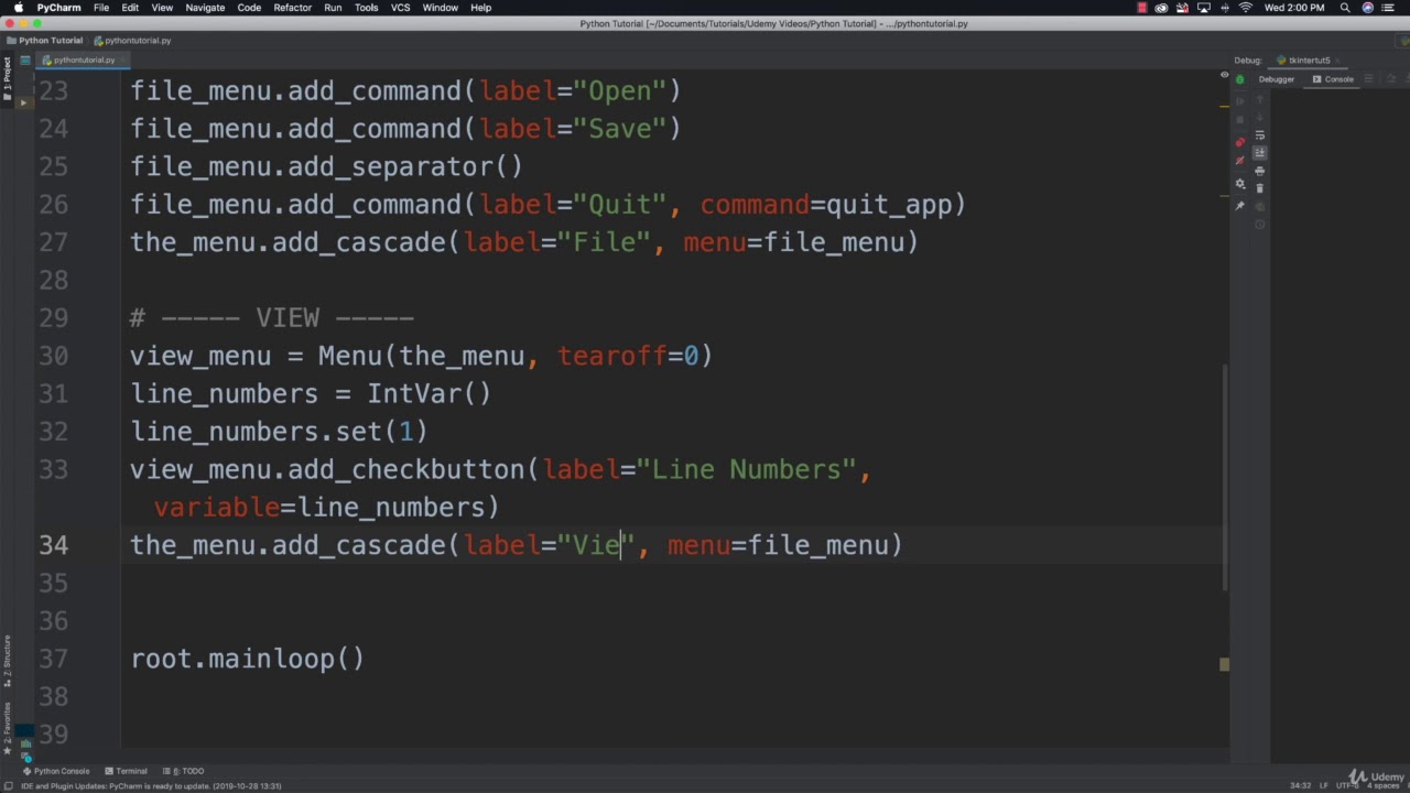52  Python Tkinter Tutorial 5 Menu Bars