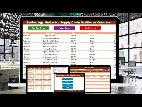 Technology Marketing Supply Chain Resilience Calendar in Excel