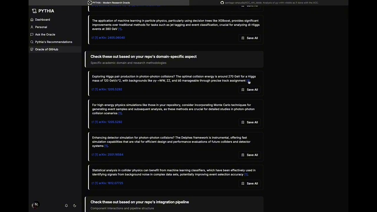 PYTHIA -- GitHub Recs -- Demo XCC