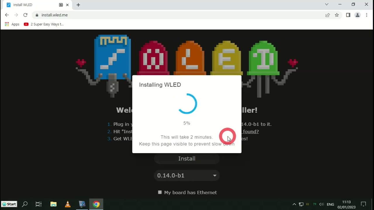 Quick Demo of how to install WLed using Web Browser