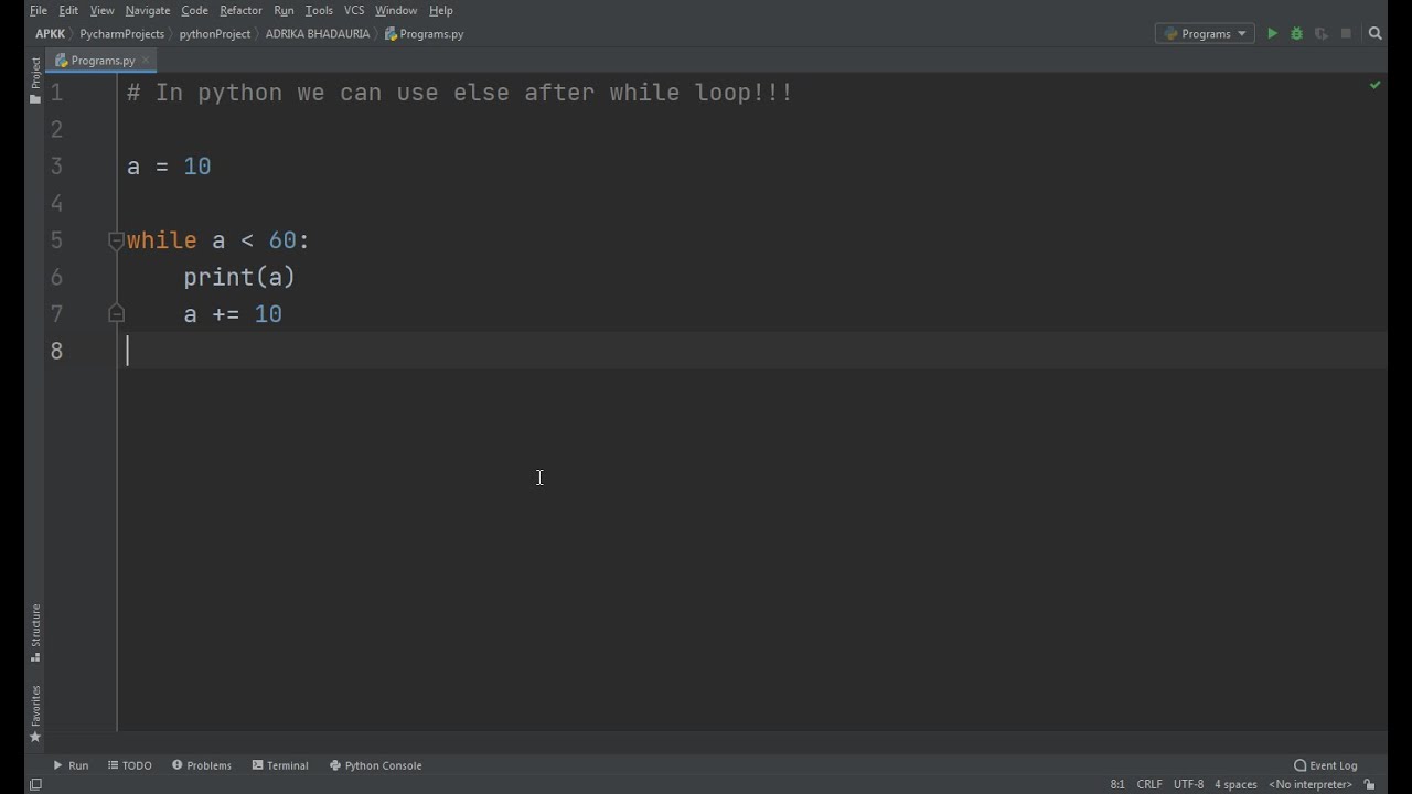 We can also use else statement after while loop in python!!! # Shorts