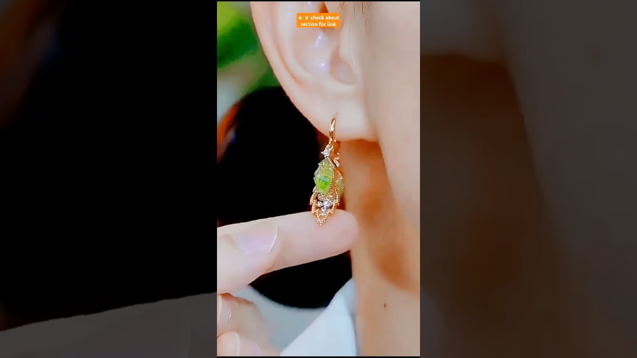Green Crystal Glow Earrings 💚✨ | Elegant & Classy Look#2025trending