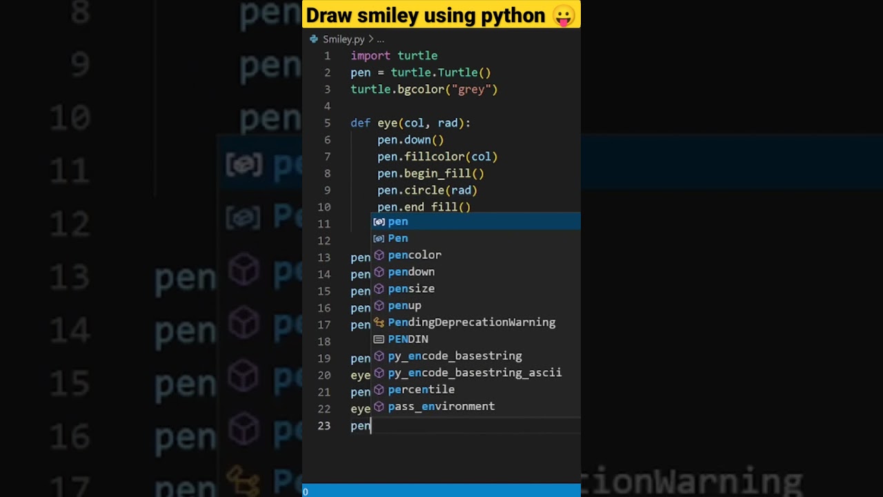 How to draw smiley using python turtle graphics || #shorts #programming