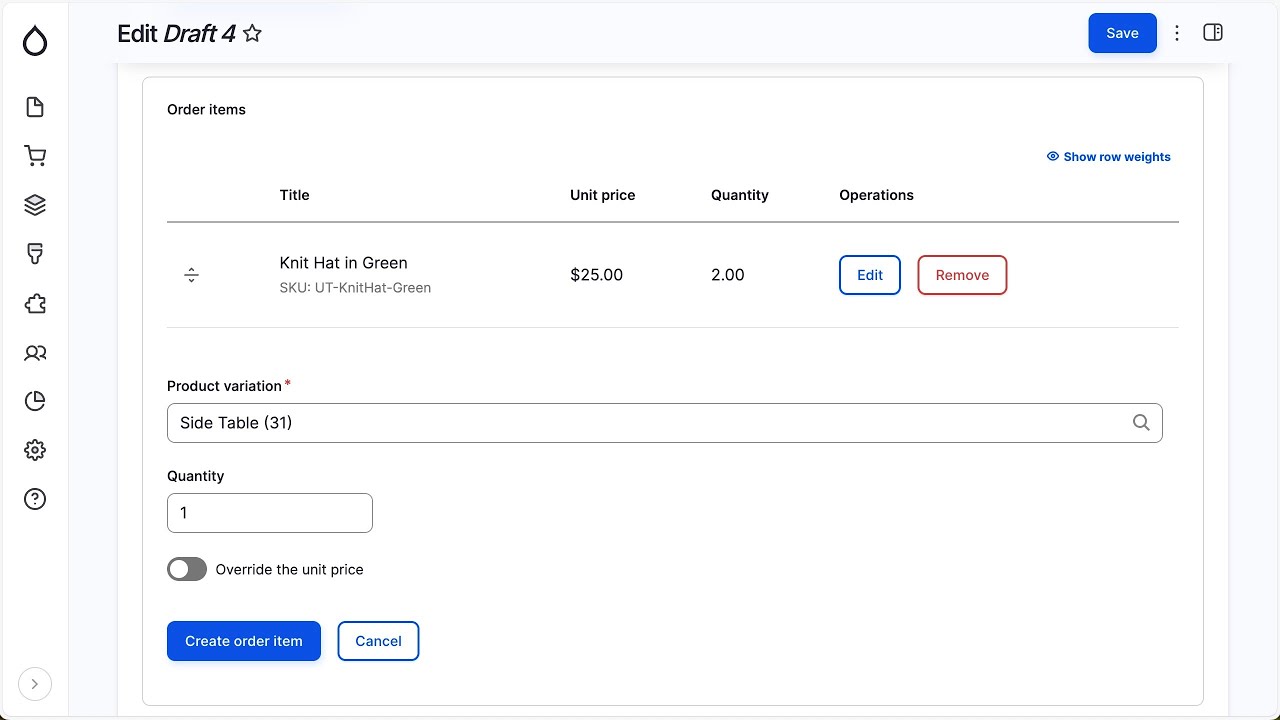 Drupal Commerce 3.2.0 adds a custom order items widget with better UX