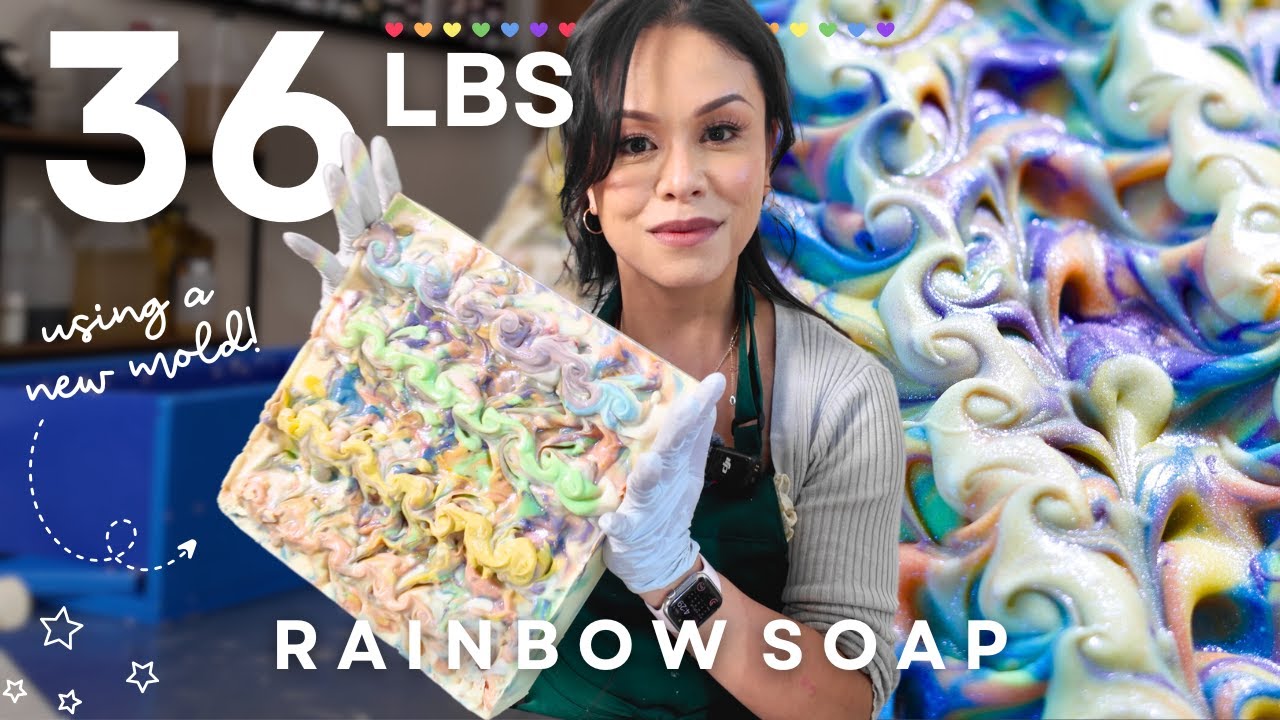 Making A LOT of Rainbow Soap 🌈 | Winston and Walter Medium Soap Slab Mold Review