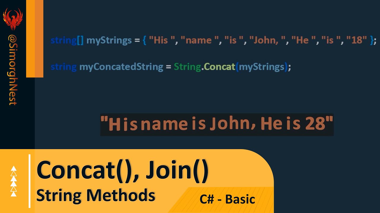 C# Tutorial - Basic - 045 - String Methods - Concat(),Join()