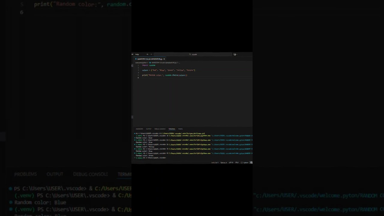 Python Random Color Generator 🎨🐍 #coding   #python #pythonprojects #webdevelopment  #programming