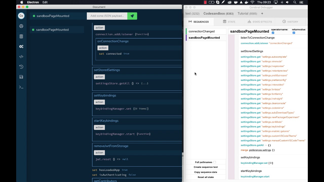CodeSandbox refactor: First action refactor