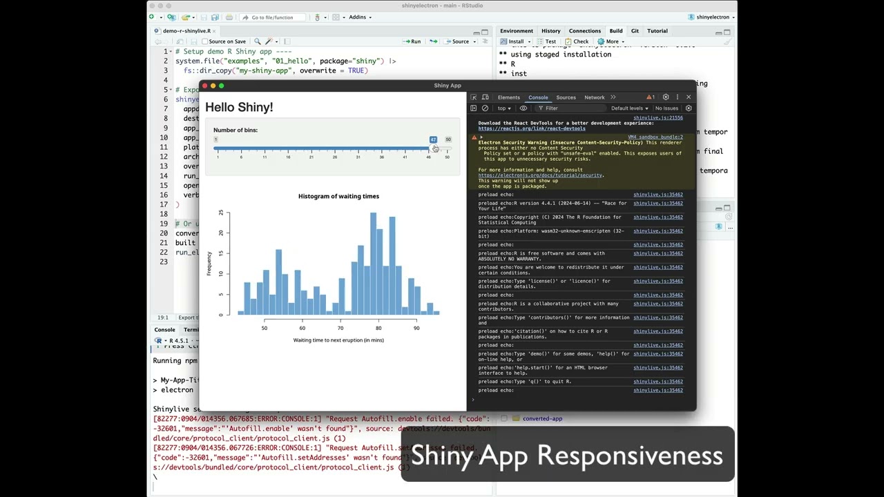 R & D Demo: {shinyelectron} on macOS R Shiny App convert to Shinylive & Run as Standalone App