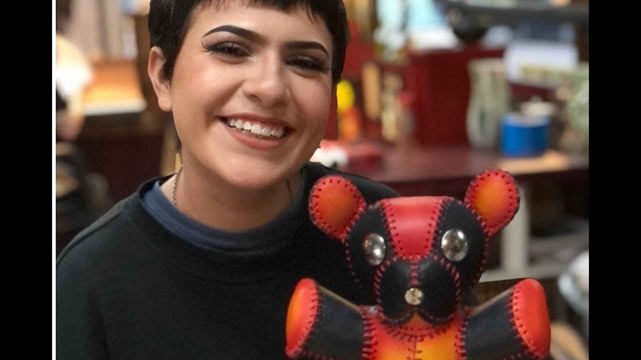 making a leather teddy bear