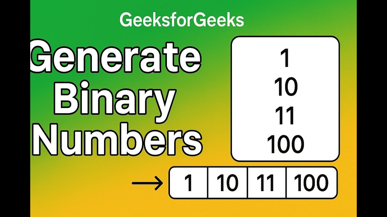 Generate Binary Numbers | GeeksforGeeks Problem Solution