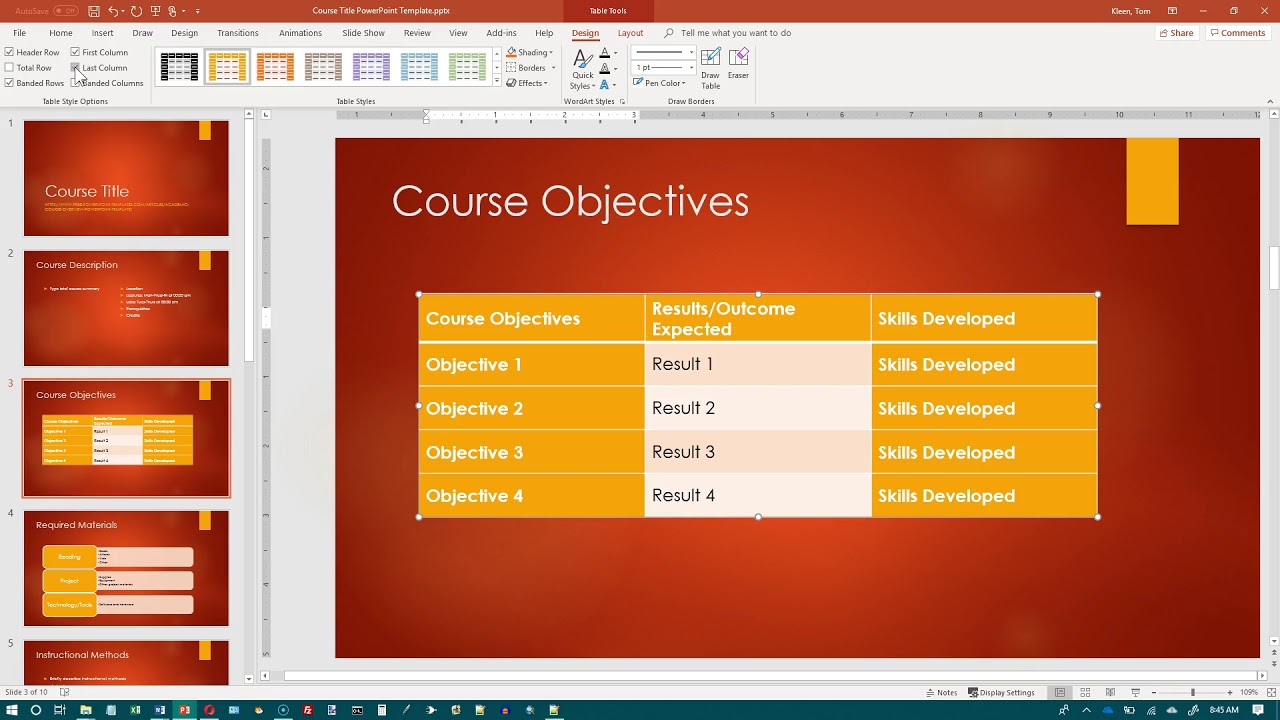 PowerPoint 2016: Formatting a Table