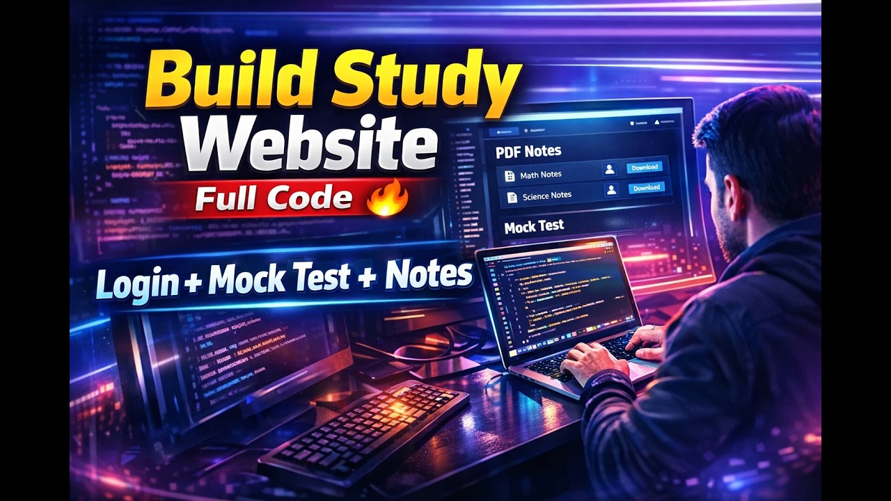 Build a Complete Study Website with Login + Mock Test + PDF Notes | HTML CSS JavaScript