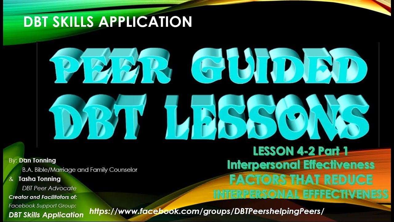 Factors that Reduce Interpersonal Effectiveness (IE Module) 4-2 pt 1 for PEER GUIDED DBT LESSONS