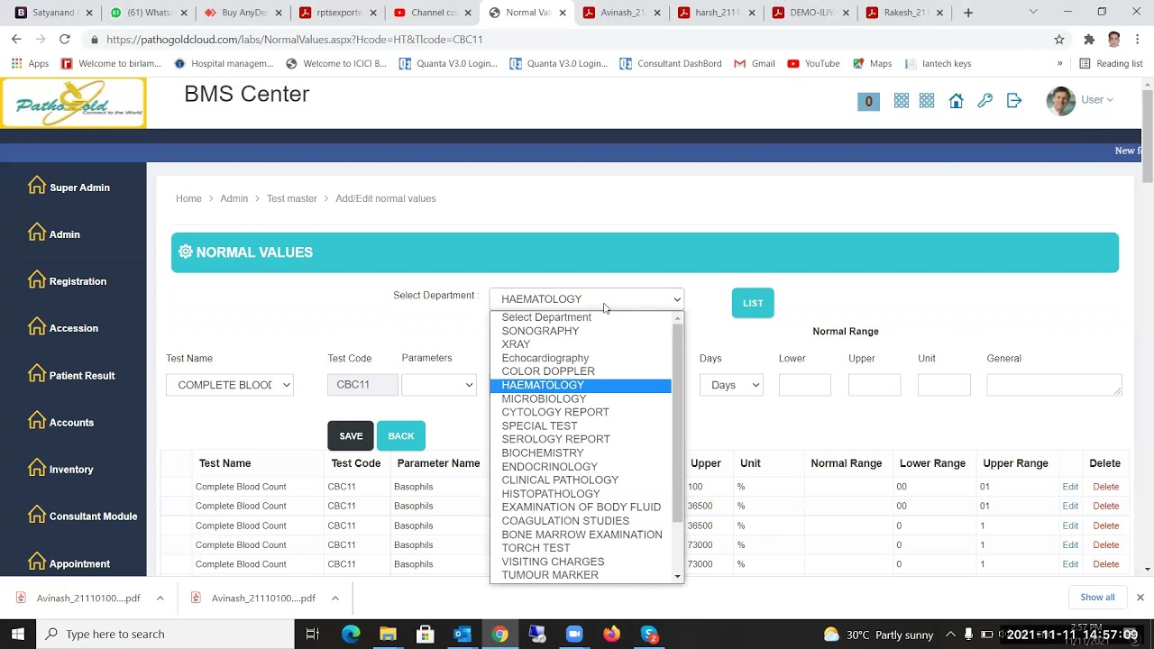How to modify Normal Values, Add Normal Values in PathoGoldCloud.Com, Online Cloud Based Lab System