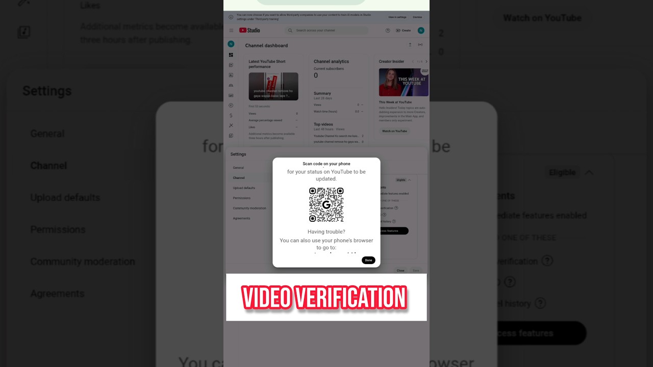 youtube video verification qr code problem ? youtube video verification camera problem ?