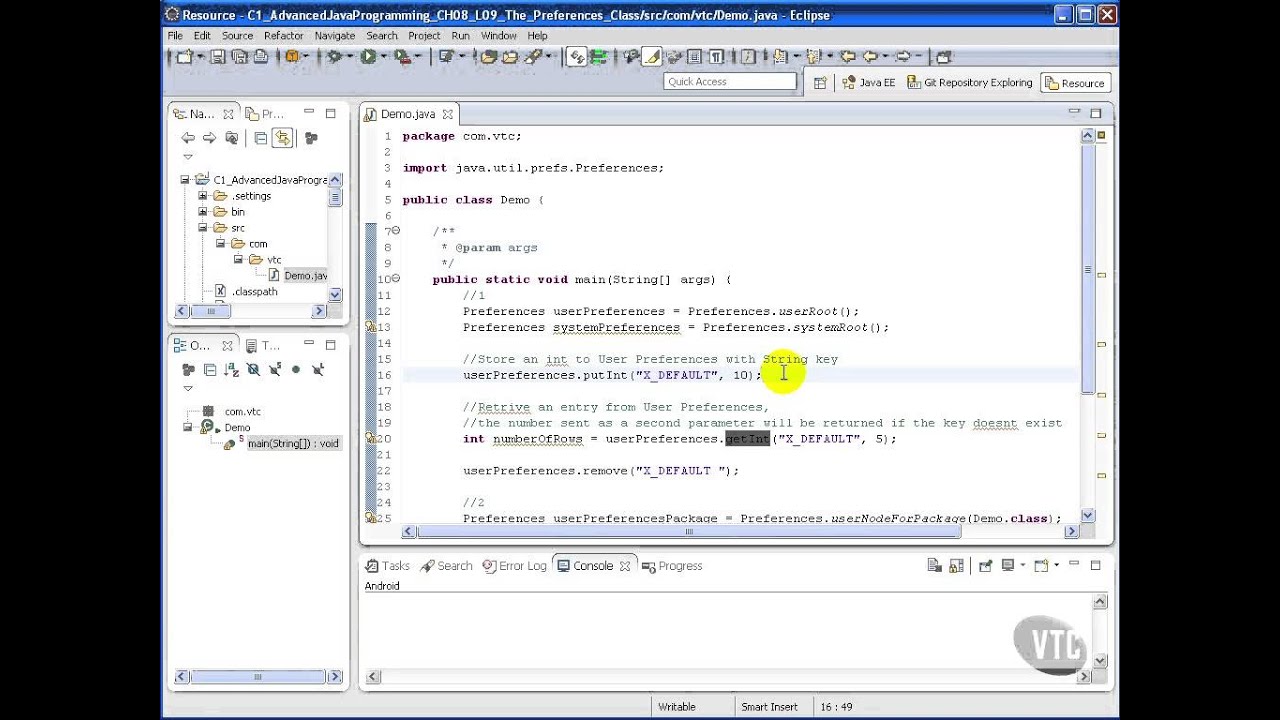 VTC Player   Advanced Java Programming Java SE 7, The Preferences Class