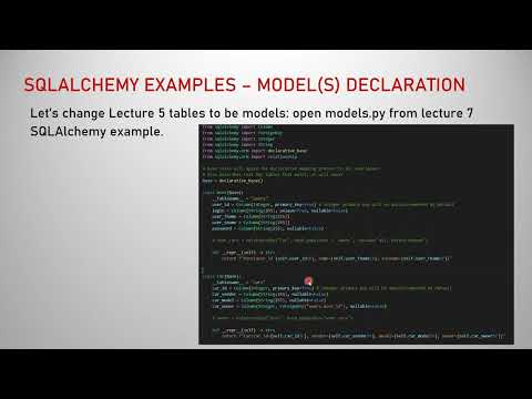 Lecture 7 Intro to SQLAlchemy VIDEO